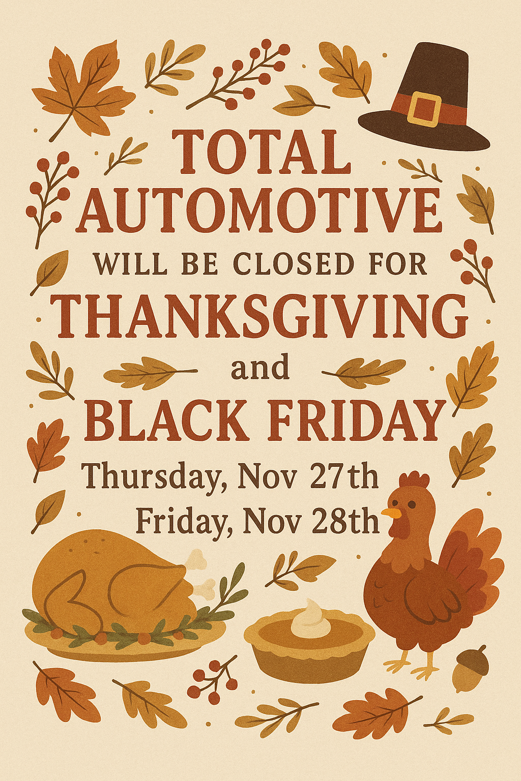 Closed Nov 27th & 28th - Total Automotive Blog